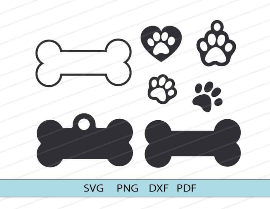 Bone Tag Svg Cut File, Dog Bone Vector Clipart, Dog Paw Svg Cut File ...