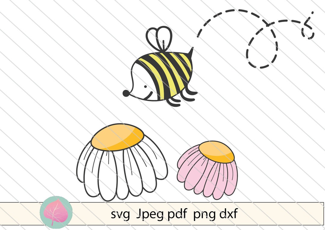 Bee Svg, Daisy Svg, Bee Funny Svg Vector Clipart, Daisy Outline Svg ...