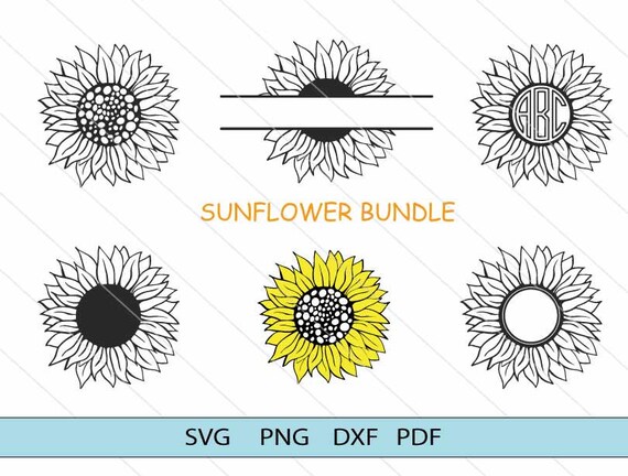 Sunflower Bundle Svg Sunflower Hand Drawn Svg Sunflower - Etsy