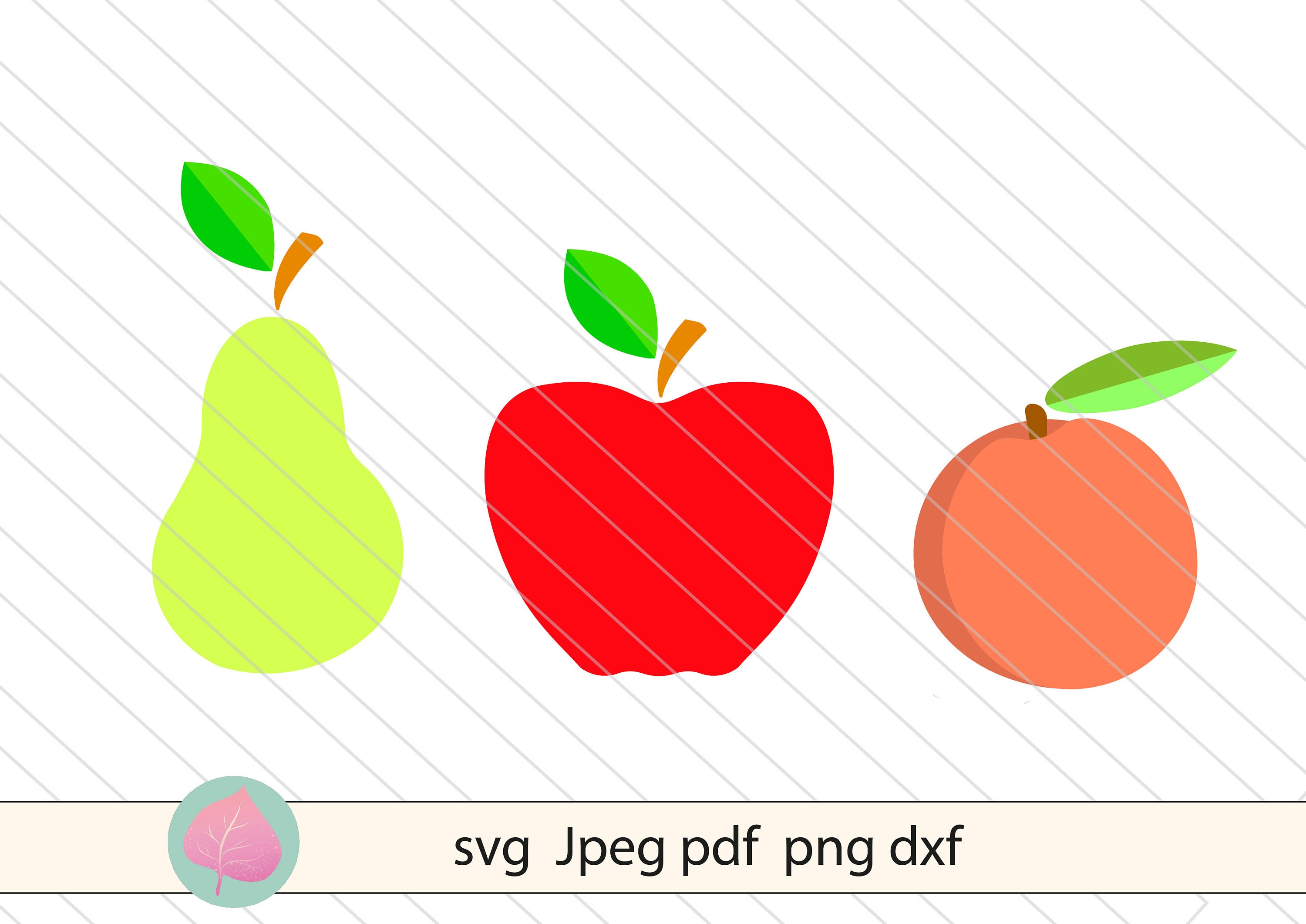 Peach Svg Pear Svg Apple Svg Cutting File Silhouette - Etsy