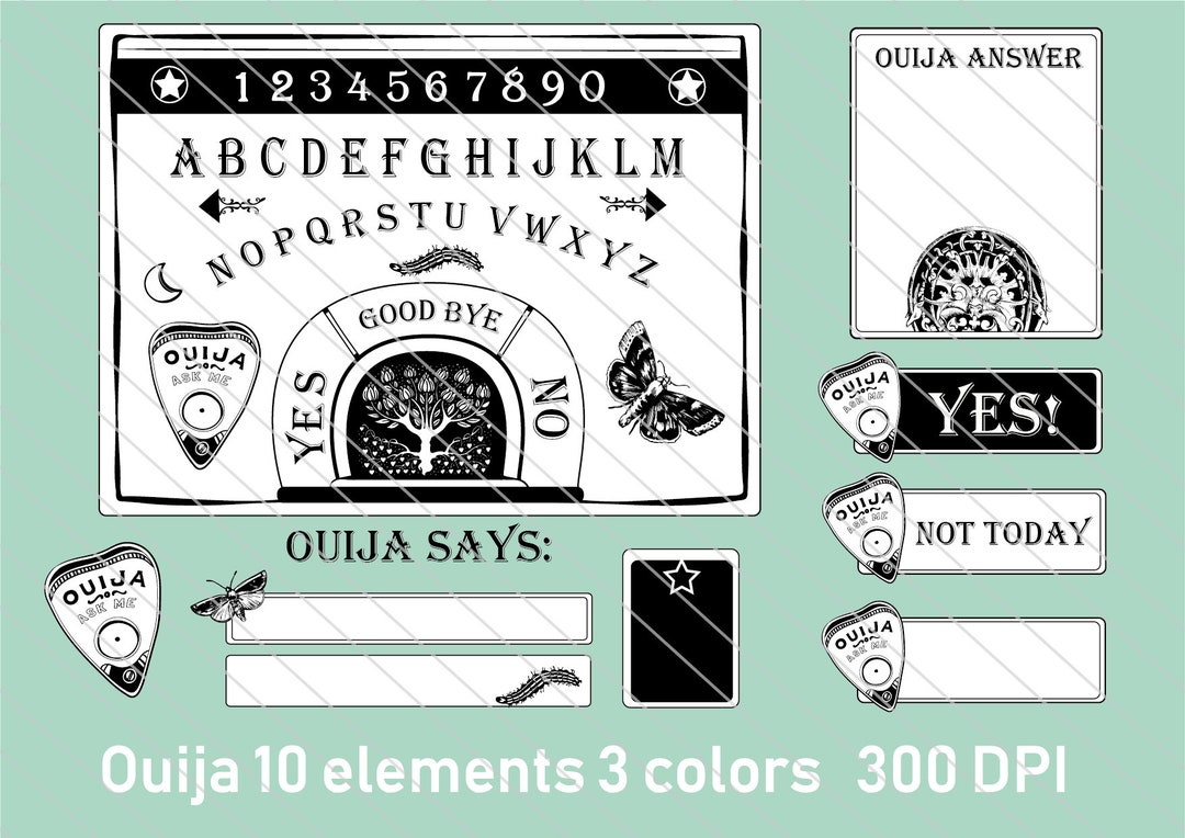 Ouija Clipart Planchette Clipart, Hand Drawn Vector PDF and PNG 300 DPI ...