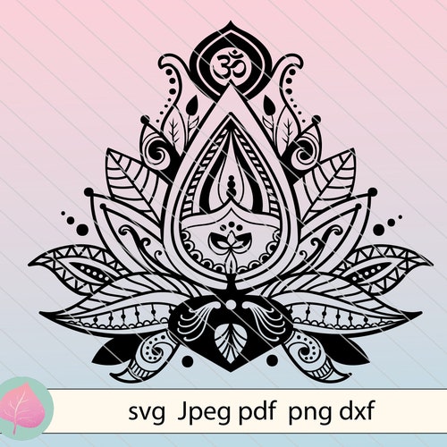 Lotus Mandala SVG PNG Hand Drawn - Etsy
