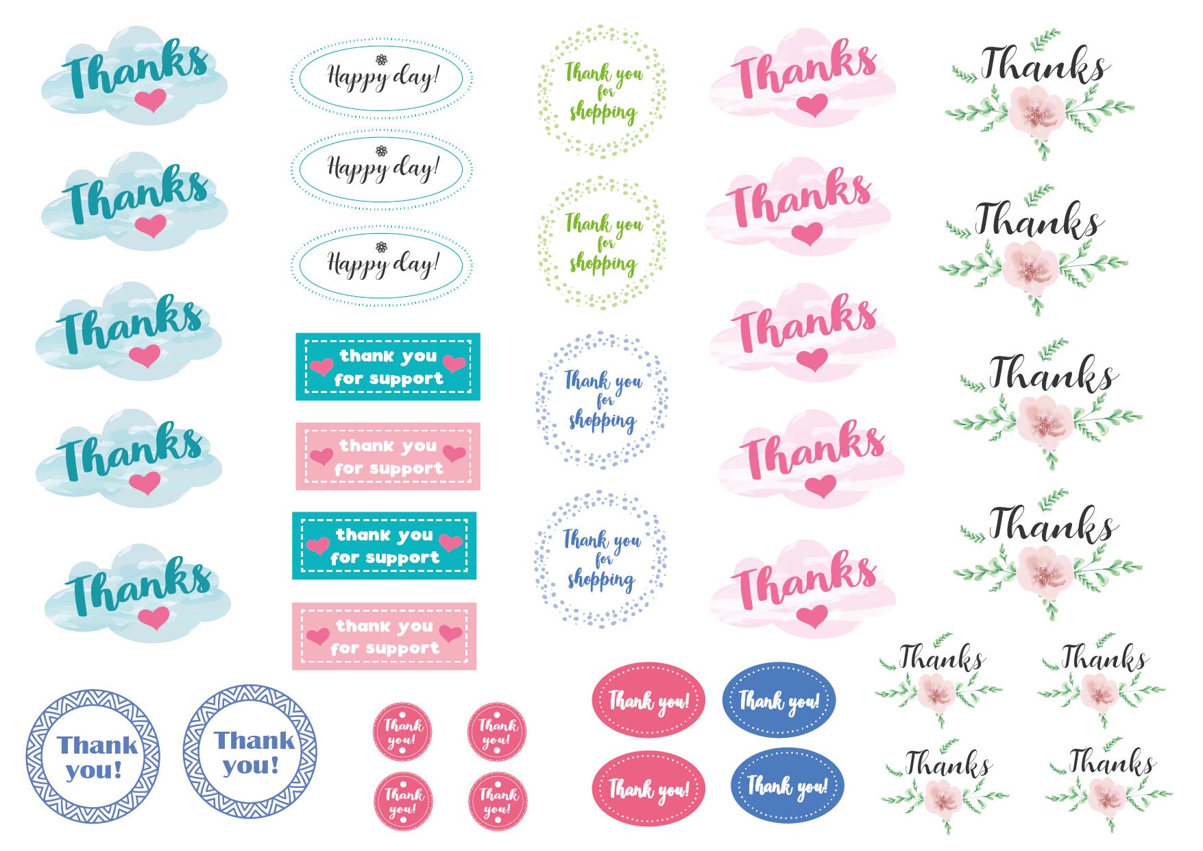 Thank You Clipart Printable Stickers Thank You Vector Pdf and PNG ...