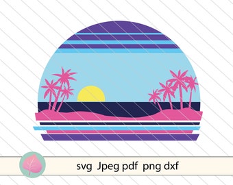 Beach Svg Sunset Svg Palm Tree Svg Dxf Cutting File Summer Svg Beach ...