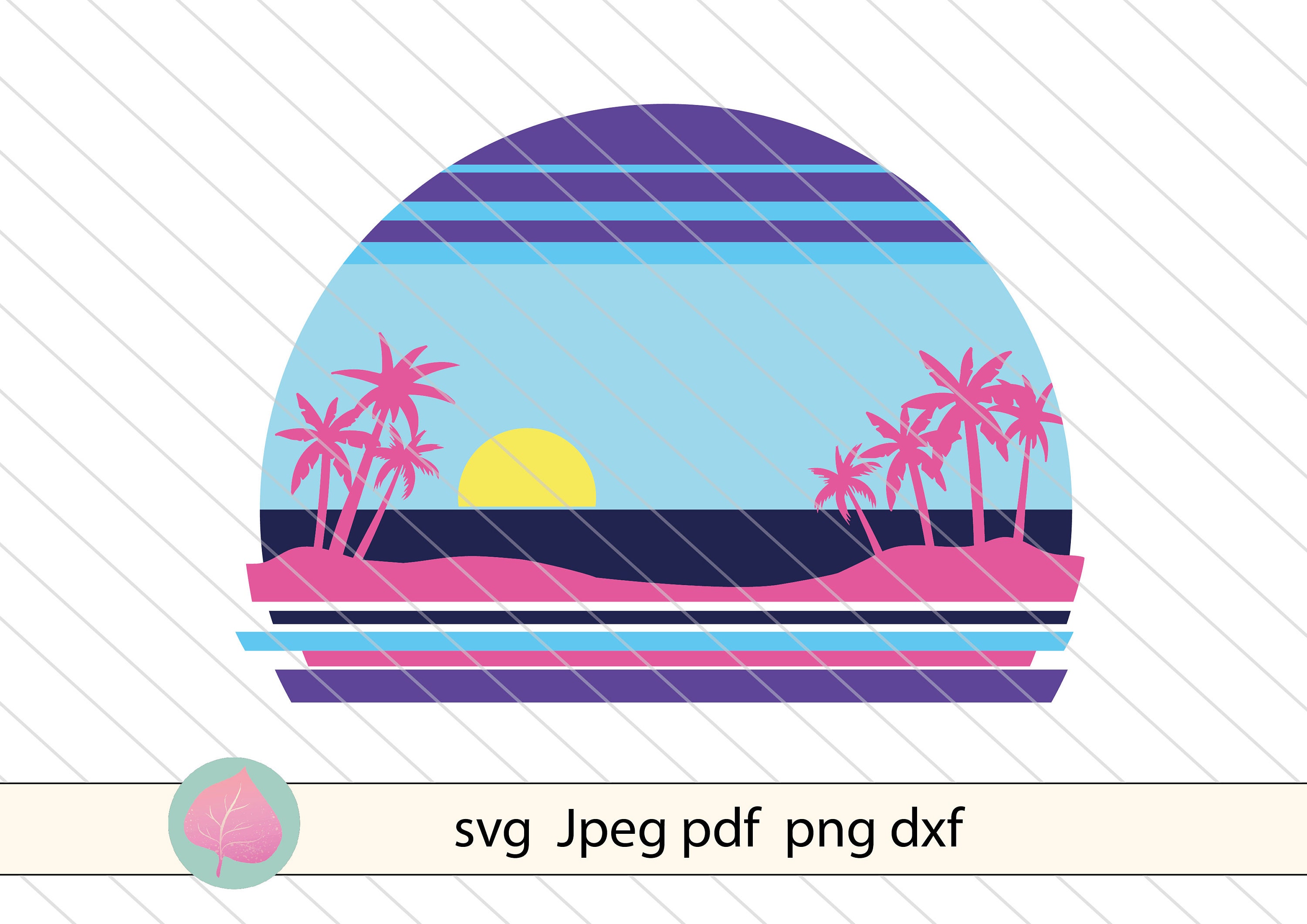 Beach Svg Sunset Svg Palm Tree Svg Dxf Cutting File Summer Svg Beach ...