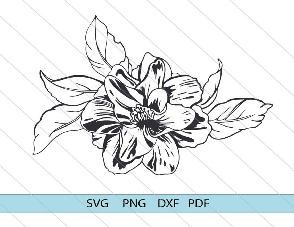 Peony Svg Dxf Cut File, Vector Peony Hand Drawn. Flower Outline Svg ...