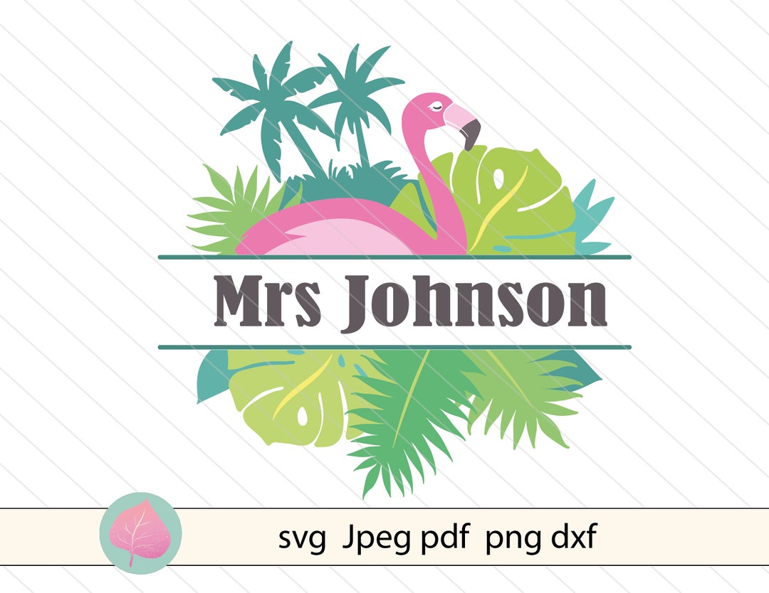 Flamingo Split Frame Svg, Tropical Frame Svg Vector Clipart, Summer ...