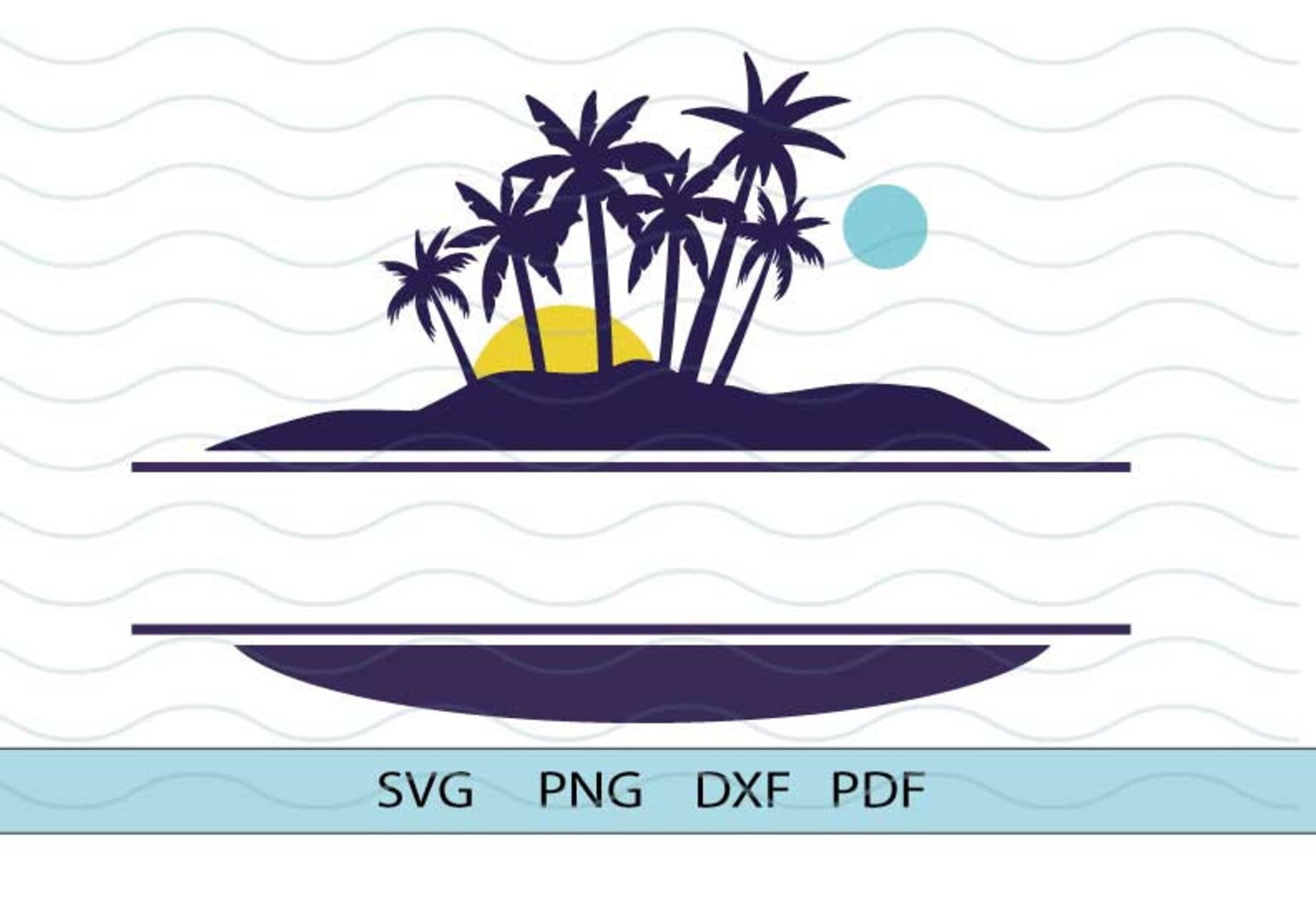 Beach Svg Sunset Split Frame Svg Palm Tree Svg Dxf Cutting File Summer ...