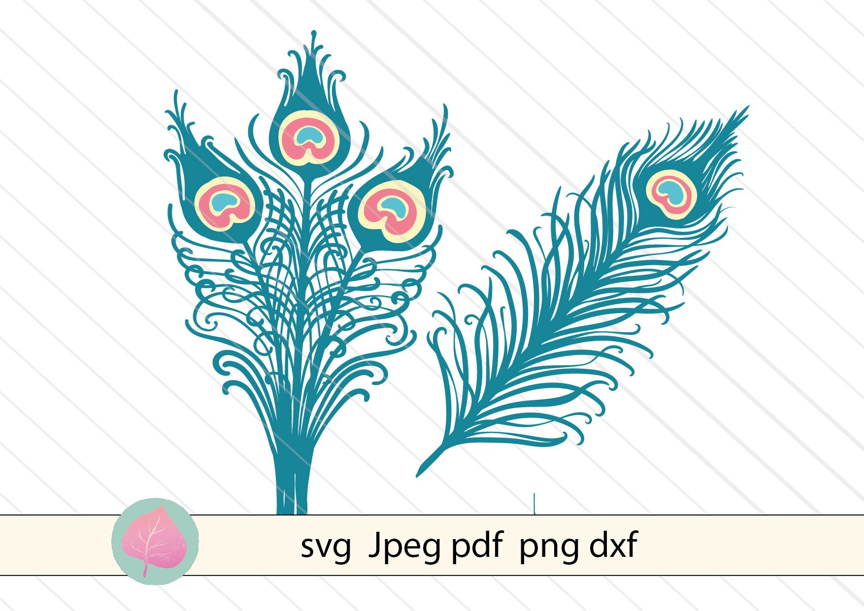 Peacock Feathers Svg Digital Download SVG Pdf Png Files Clipart Vector ...