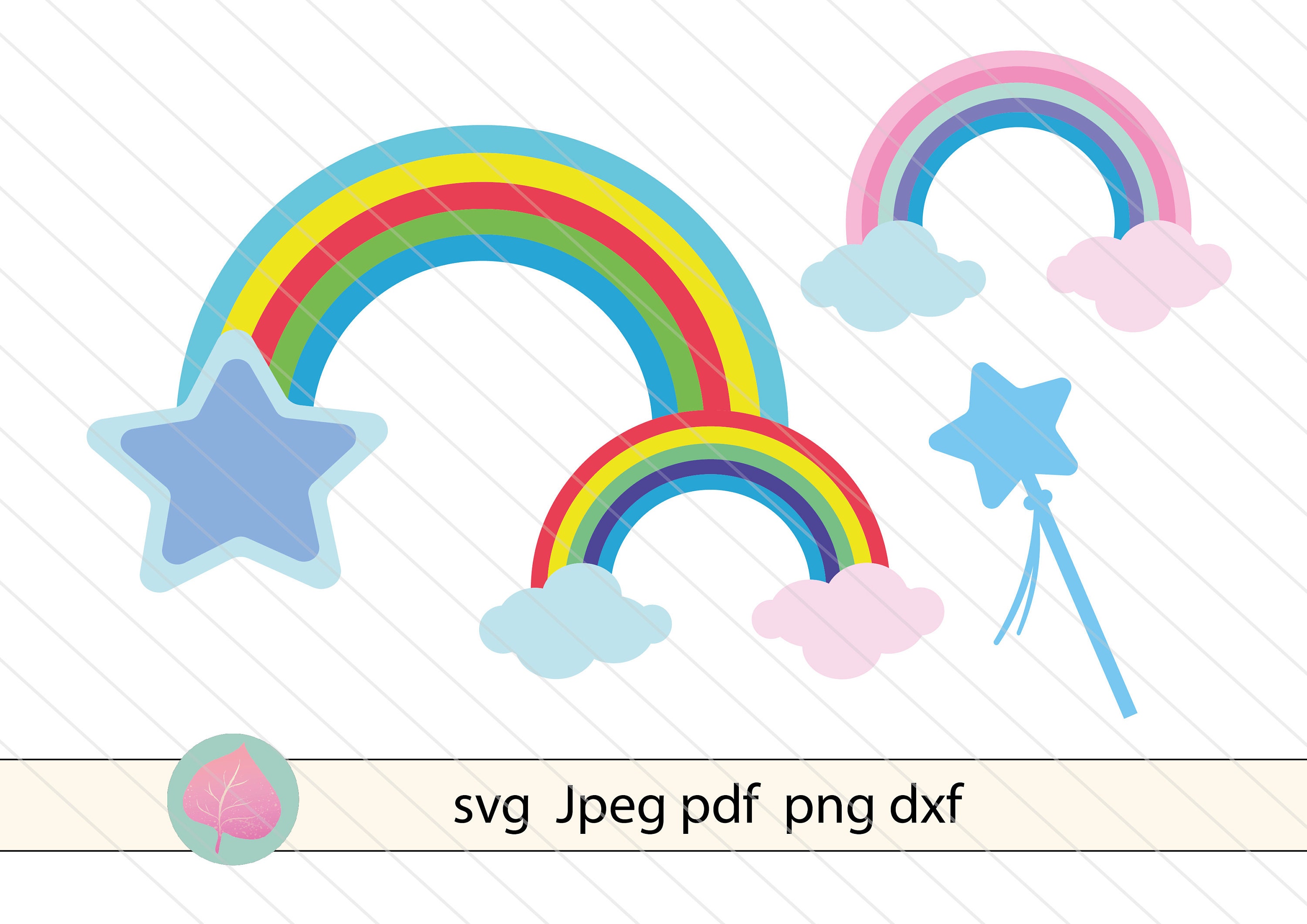 Rainbow Svg Stars Svg Magic Wand Svg and Clouds Svg Clipart - Etsy