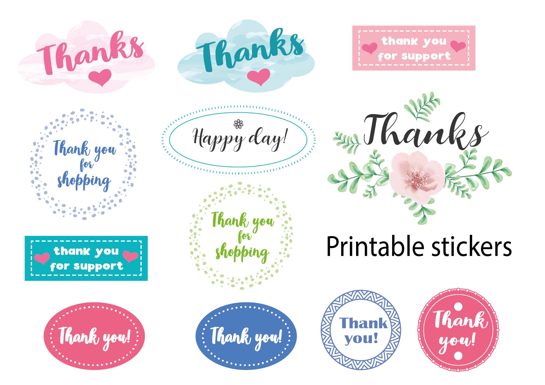 Thank You Clipart Printable Stickers - Thank You Vector Pdf and PNG ...