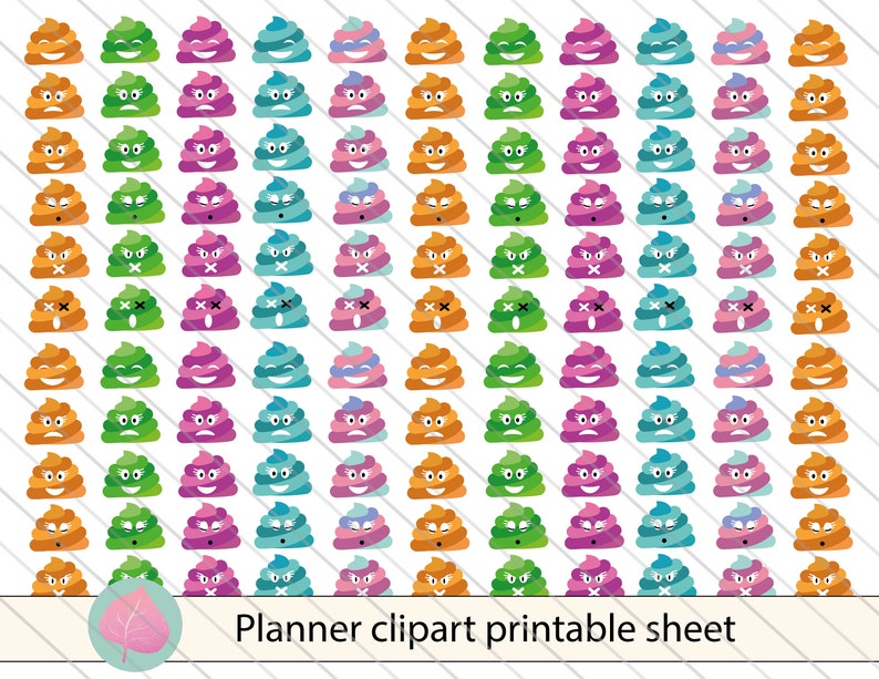 Poop Emoji Clipart, 132 Poo Tracker Printable Clip Art Stickers for ...