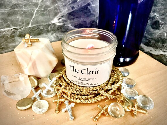 The Cleric RPG themed candle wood wick 100% soy Mystery | Etsy