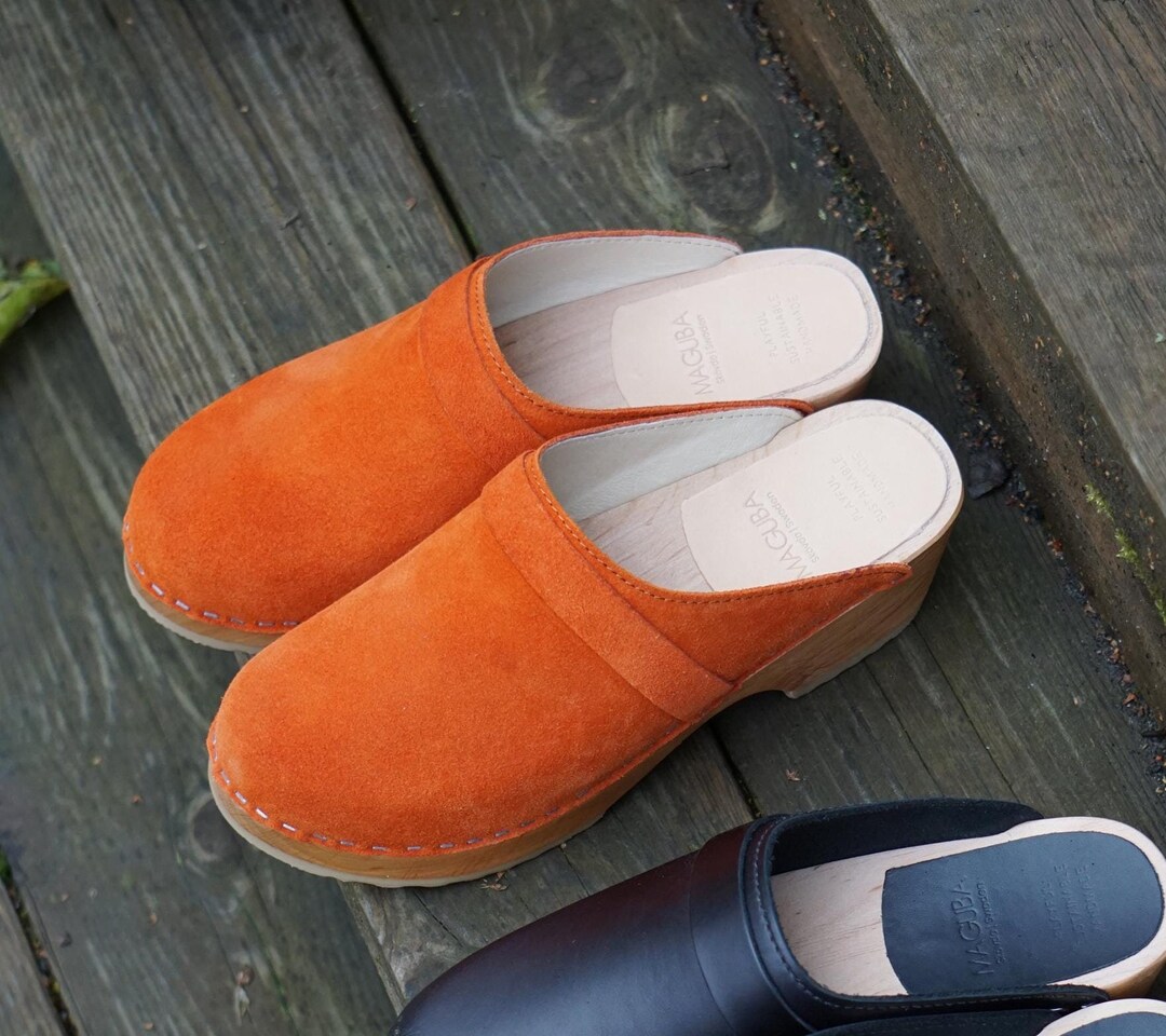 Maguba Clogs / Orange Suede Clog / Swedish Clogs / Berkeley Clog ...