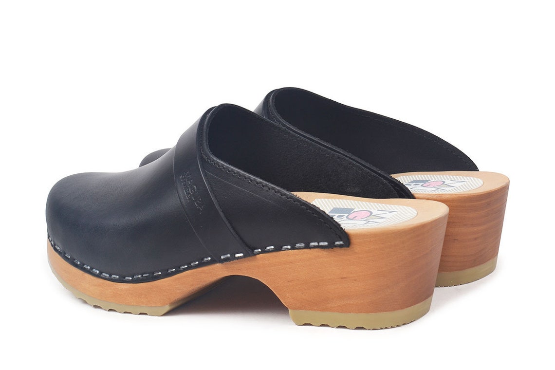 Classic Black Clogs Swedish Clogs for Women Wooden Mules | Etsy Canada