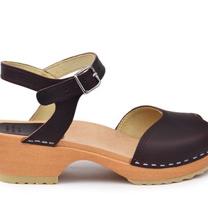 Open Toe Clog Sandals / Swedish Low Heel Wooden Clogs / - Etsy