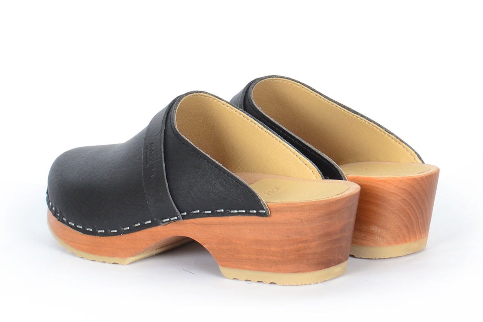 Vegan Clogs in Black Swedish Vegan Clogs for Women Low Heel | Etsy