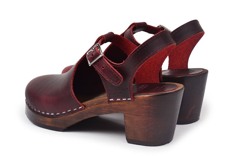 T Strap Clog Sandals / Swedish Clogs /Bordeaux Clogs / Clogs | Etsy