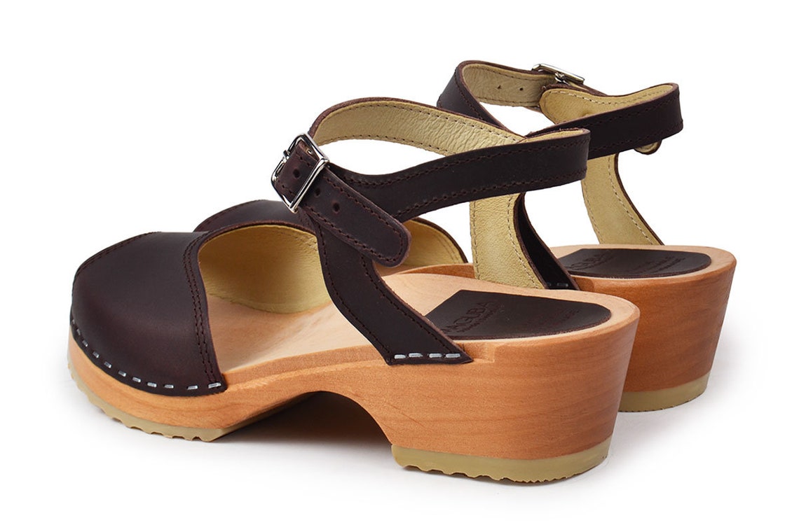 Open Toe Clog Sandals / Swedish Low Heel Wooden Clogs / - Etsy