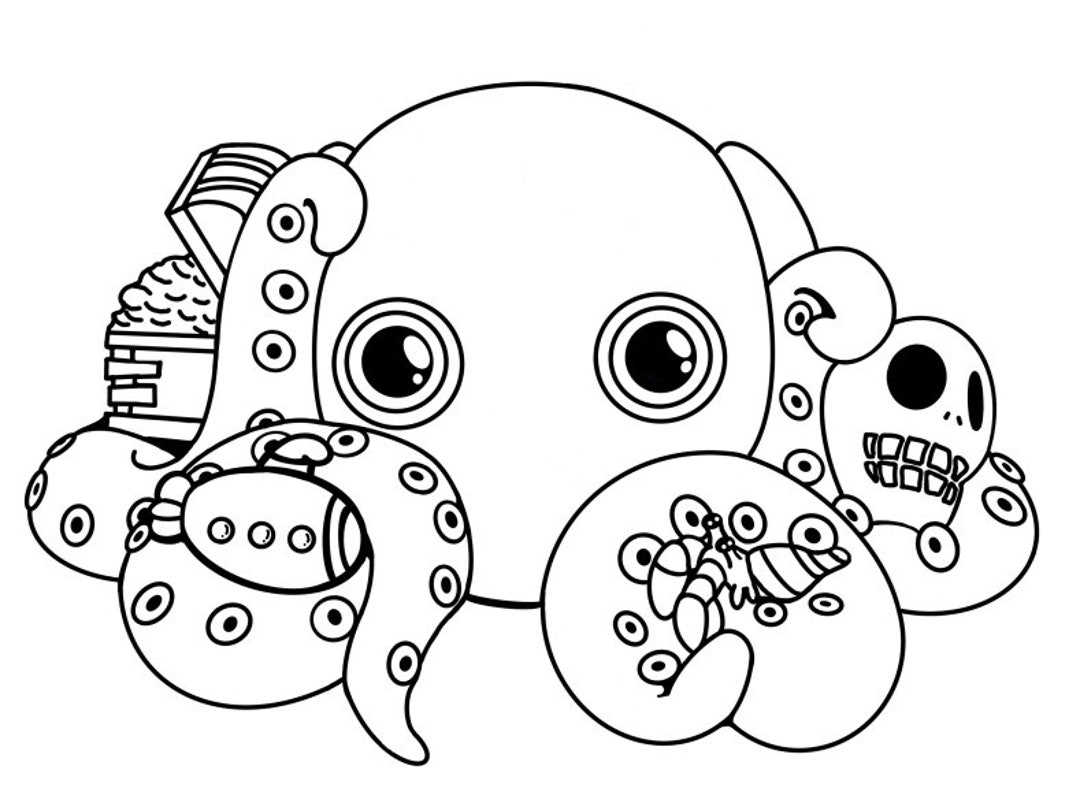 Printable Coloring Page Octopus Download - Etsy