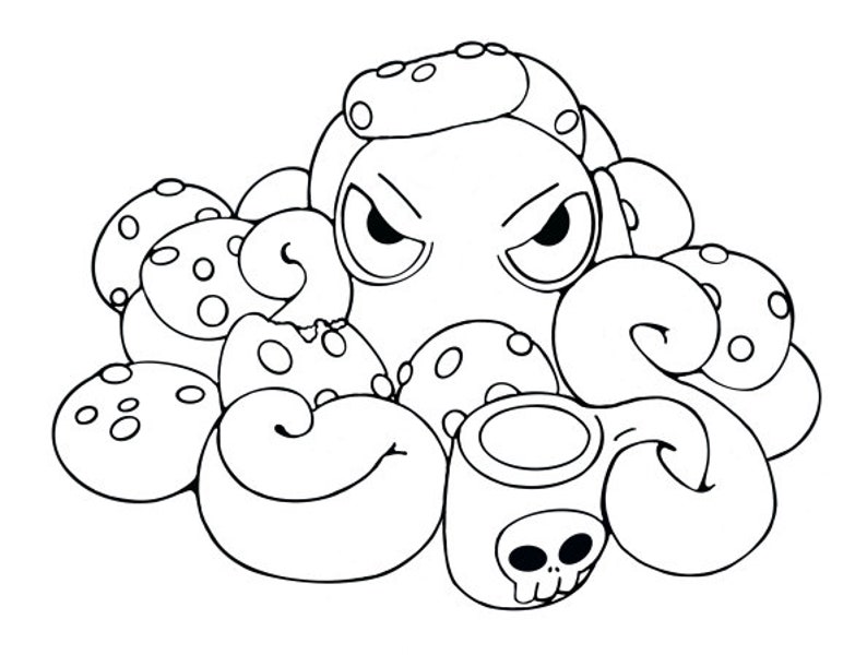 Printable Coloring Page Cookie Octopus Download - Etsy