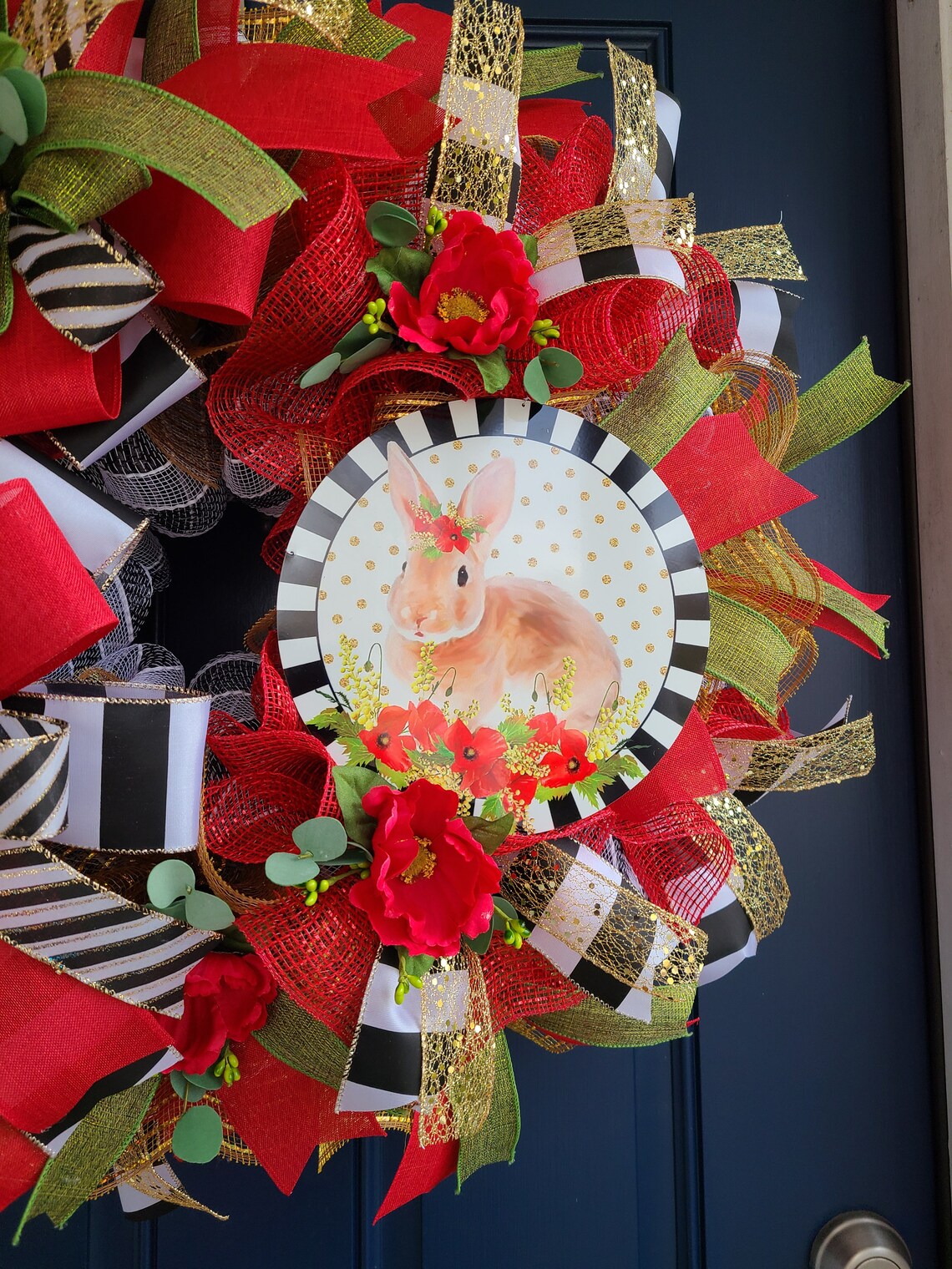 Rabbit and Poppy Wreath - Etsy