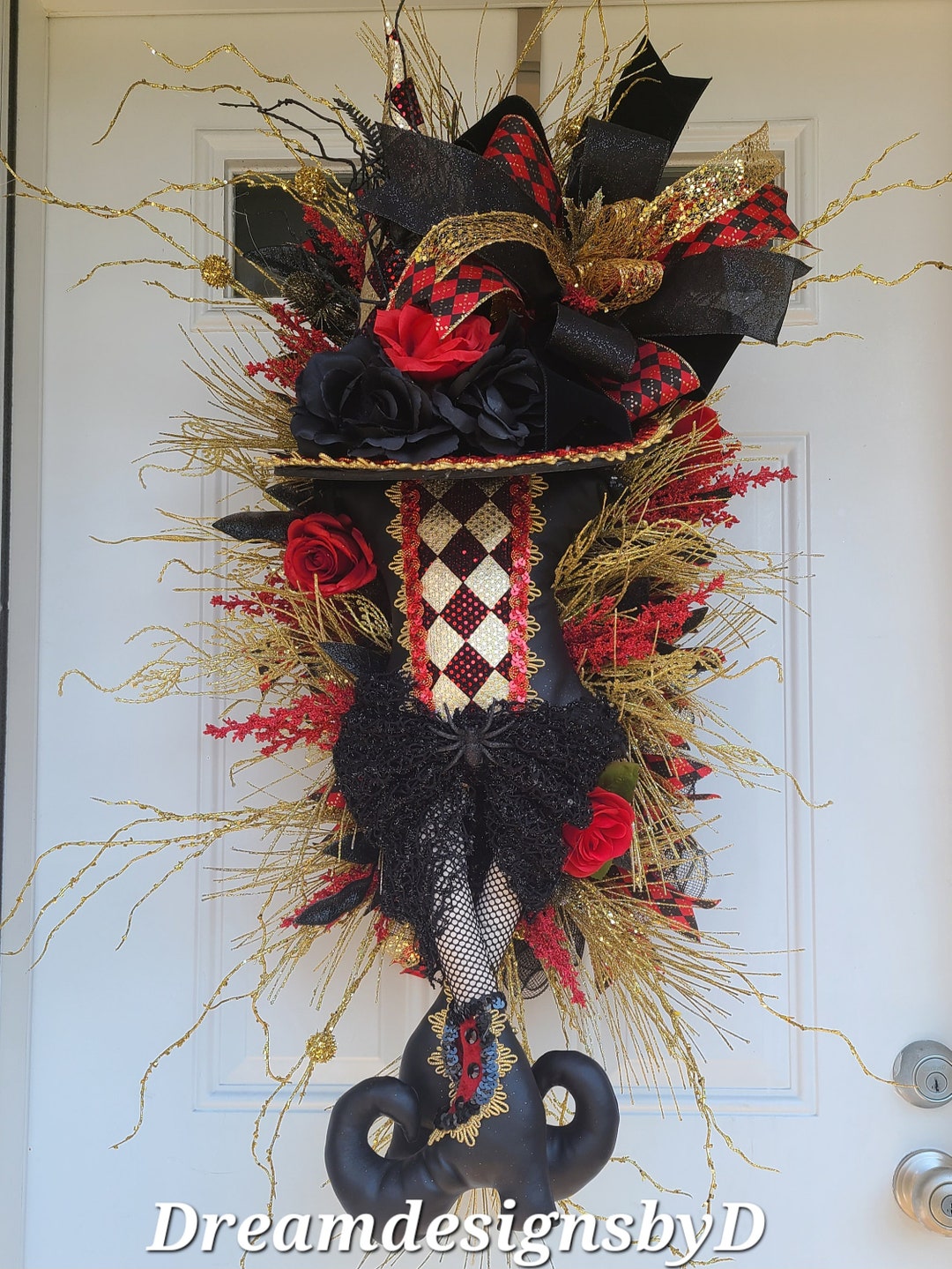 Glam Witch Deco Mesh Door Swag - Etsy