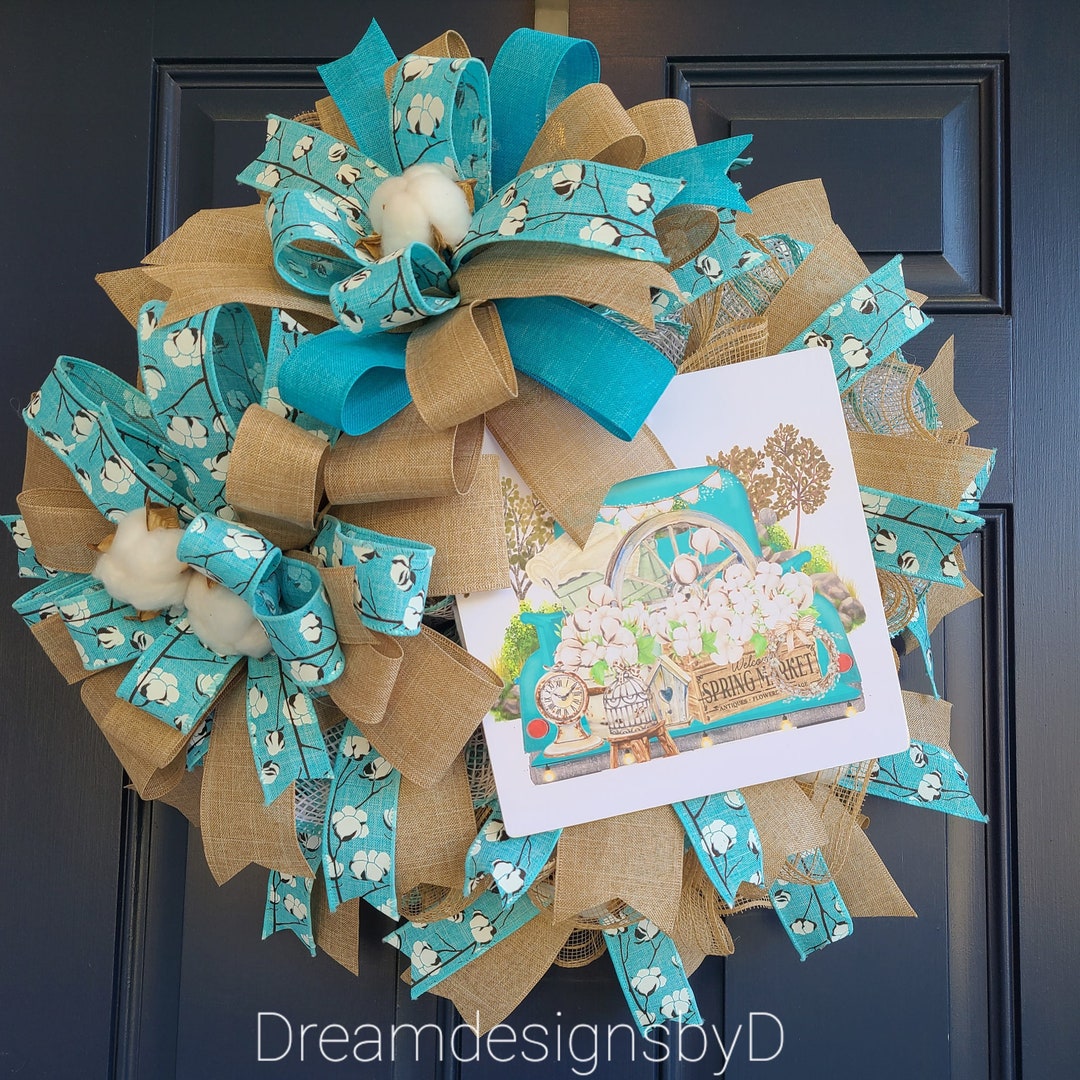 Spring Cotton Boll Wreath - Etsy
