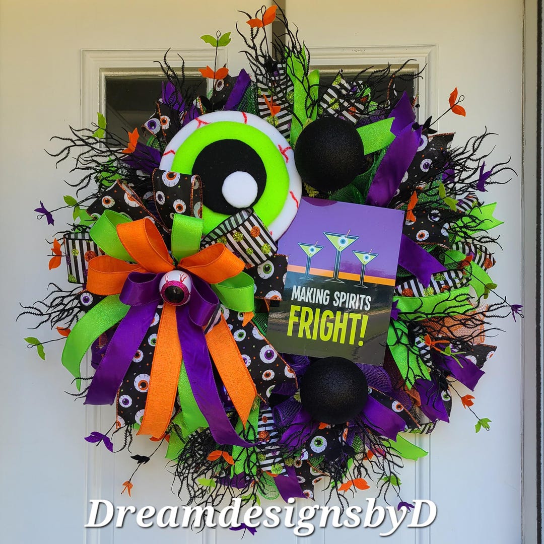 Making Spirits Fright Eye Deco Mesh Halloween Wreath - Etsy