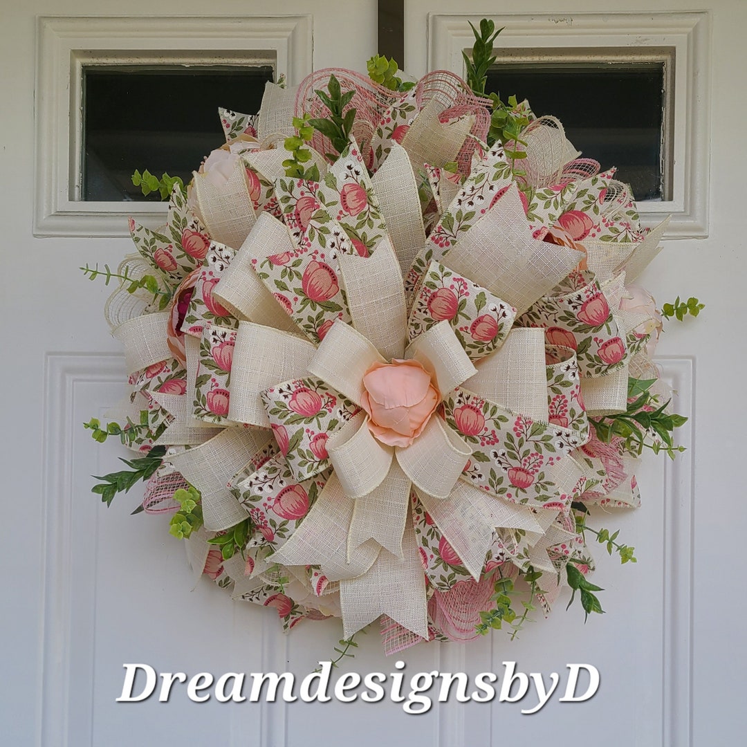 Pink Peony Mini Wreath - Etsy