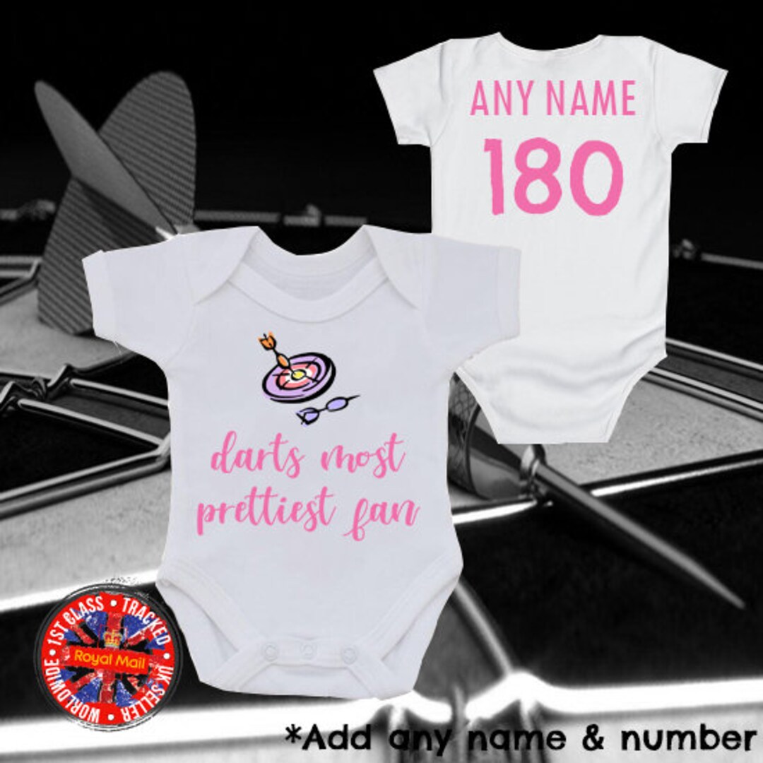 Darts Themed 'darts Most Prettiest Fan' Personalised Babygrow Vest ...