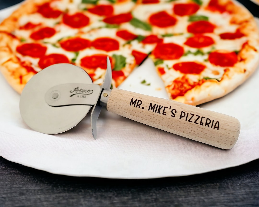Personalized Pizza Cutter - Custom Pizza Cutter - Wood Pizza Cutter ...