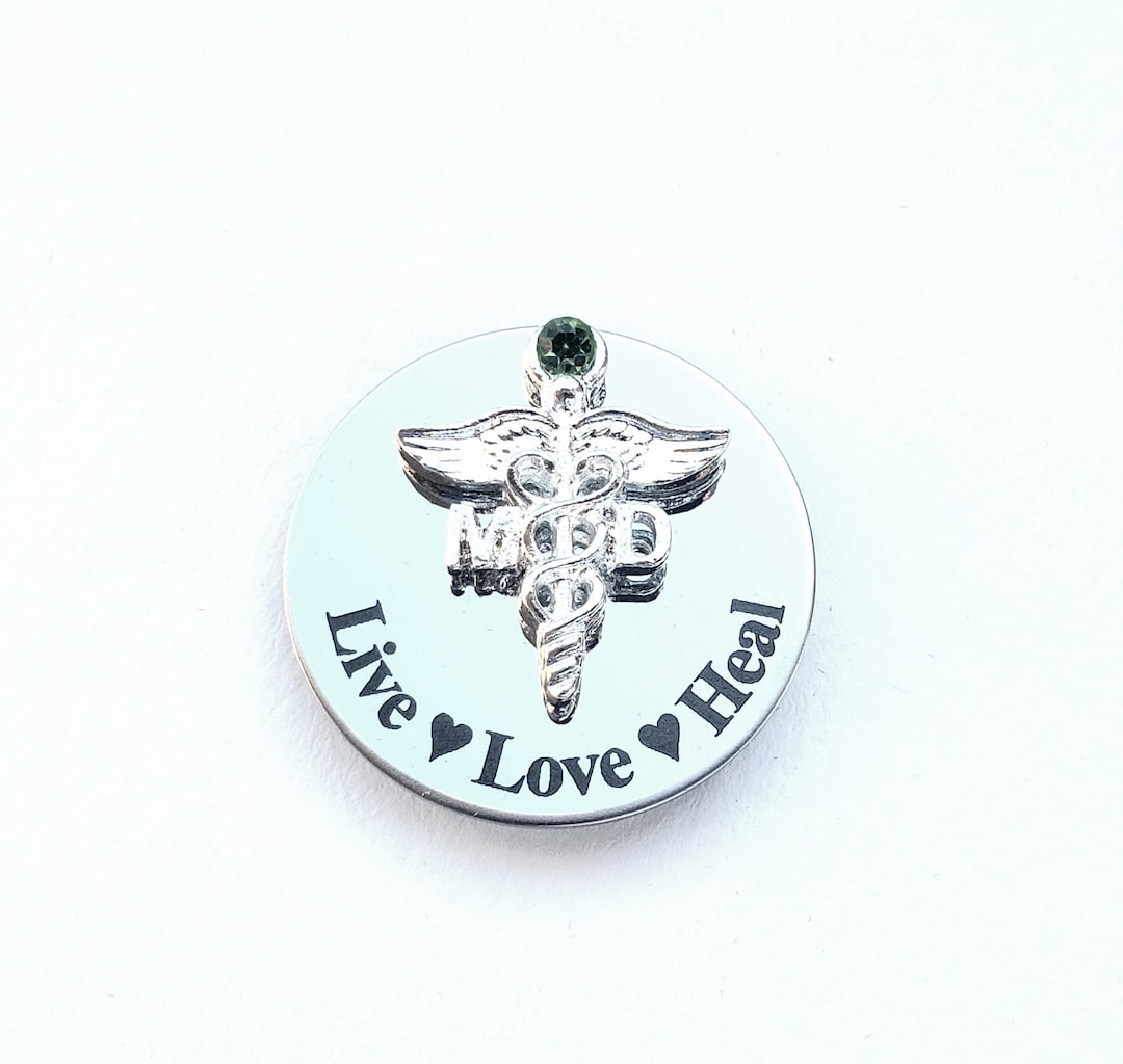 Engraved MD Pin - Medical Doctor Pin - MD Pin - Live Love Heal Pin for ...