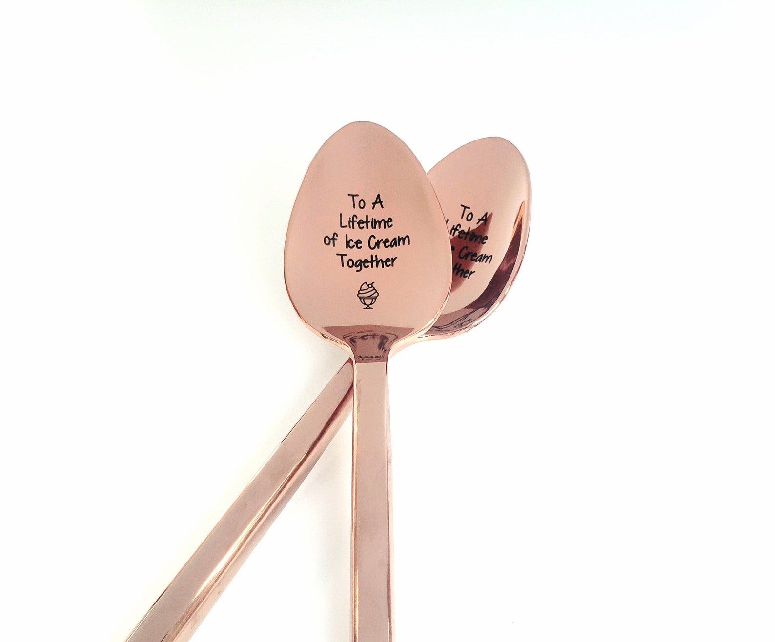 Ice Cream Lovers Gift - Rose Gold Couples Spoons - Wedding Gift for a ...