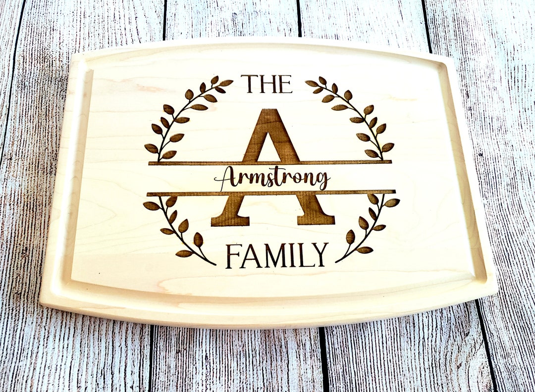 Personalized Engraved Cutting Board - Custom Monogrammed Wreath Cutting ...