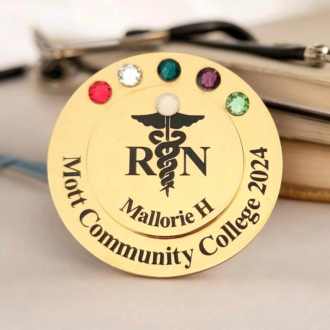 Gold RN Nurse Graduation Pin - Layered Nurse Pins - Pinning Ceremony - Family Nurse Graduation ...