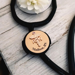 Personalized Rose Gold Stethoscope ID Tag - Custom Nurse Stethoscope ...