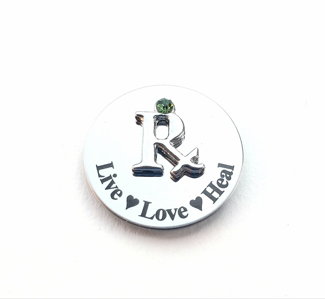 Engraved Rx Pin - Rx Pin - Pharmacist Pin - Live Love Heal Pin for ...
