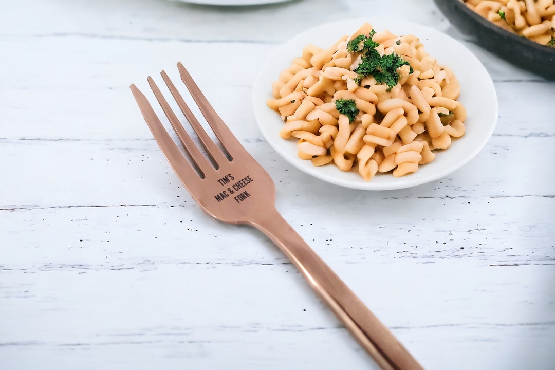 Rose Gold Personalized Fork - Custom Mac and Cheese Fork - Engraved ...