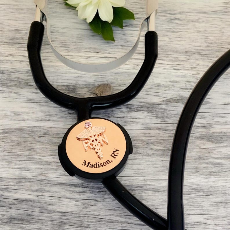 Personalized Rose Gold Stethoscope ID Tag - Custom Nurse Stethoscope ...