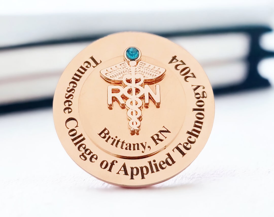Rose Gold RN Nurse Graduation Pin - Layered Nurse Pins - Pinning Ceremony - Pins for Nurses ...
