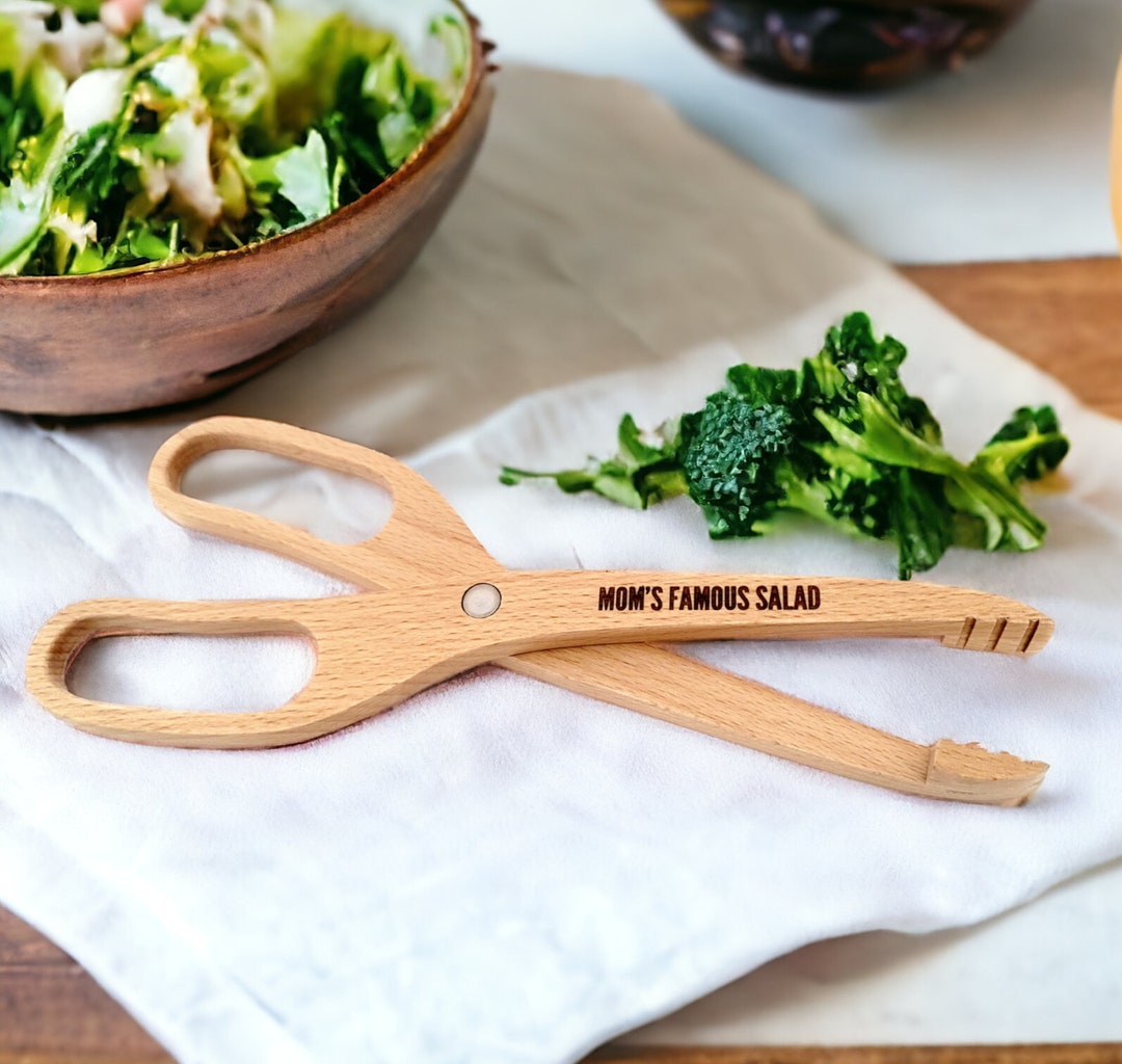 Personalized Wooden Salad Scissor Tongs - Salad Scissors - Custom Tongs ...
