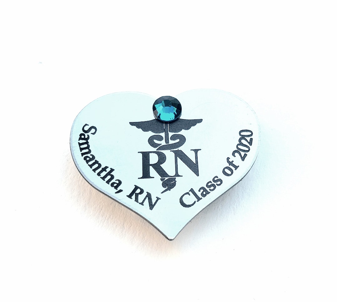 Engraved Pin for RN - Heart Nurse Pin - Nursing Student Gift - Nursing ...