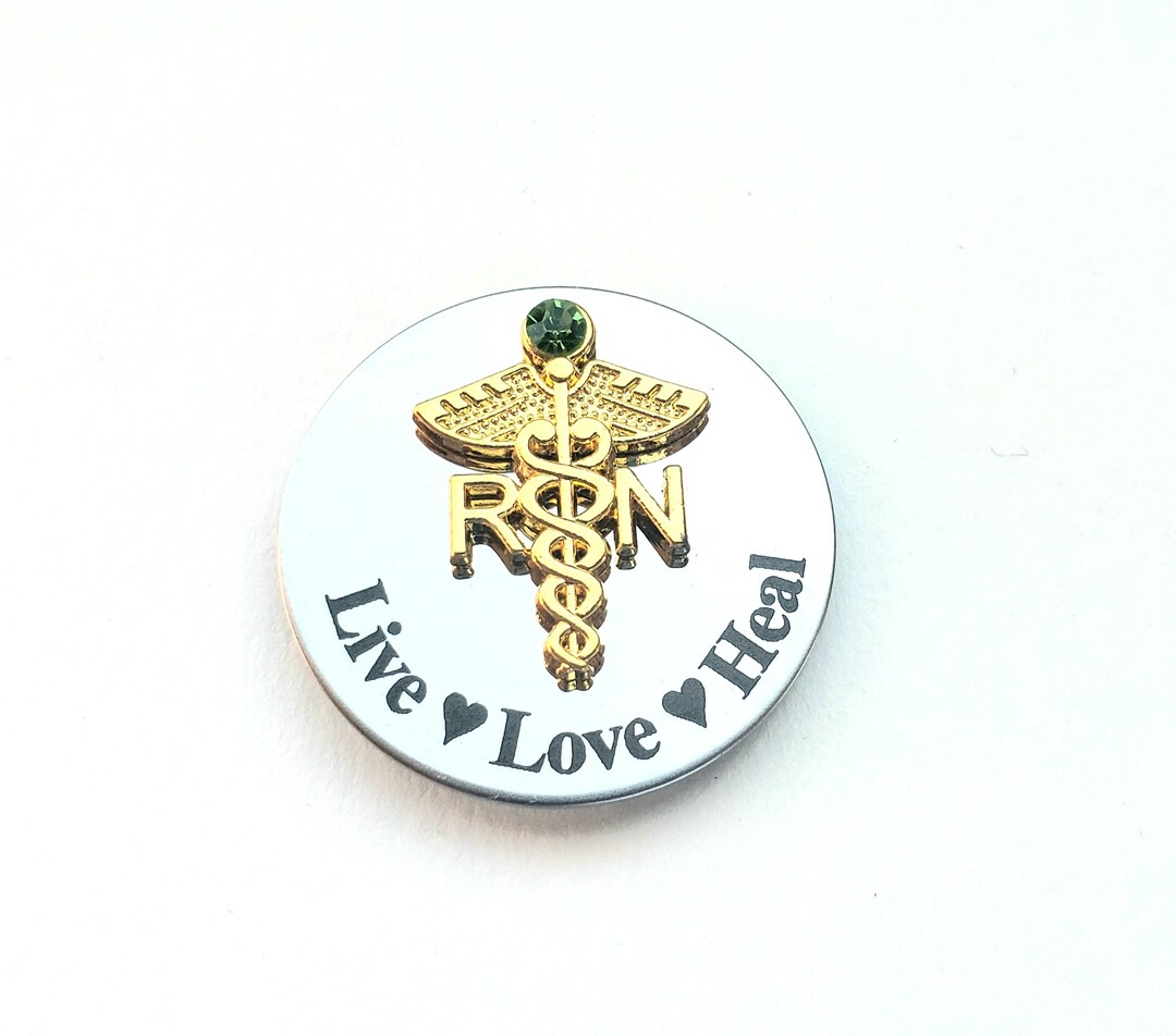 Engraved RN Pin - Registered Nurse Pin - Gold RN Pin - Live Love Heal ...