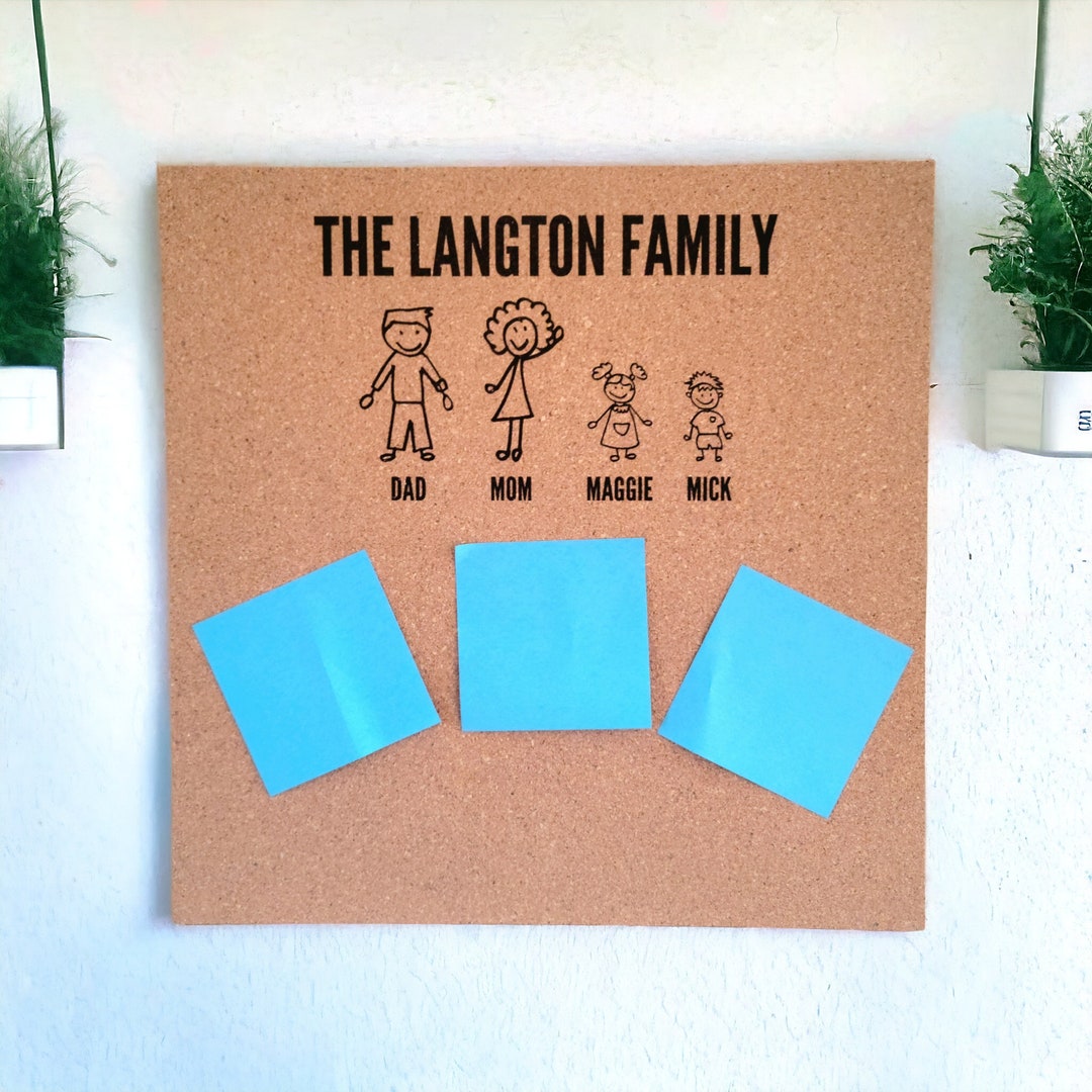 Personalized Family Name Bulletin Board - Custom Cork Board - Name ...