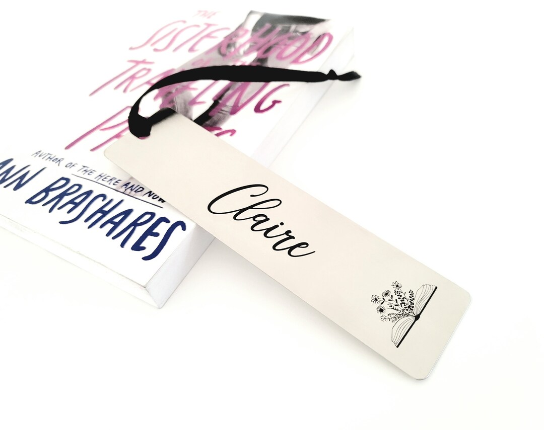 Personalized Stainless Steel Bookmark - Floral Engraved Bookmark ...