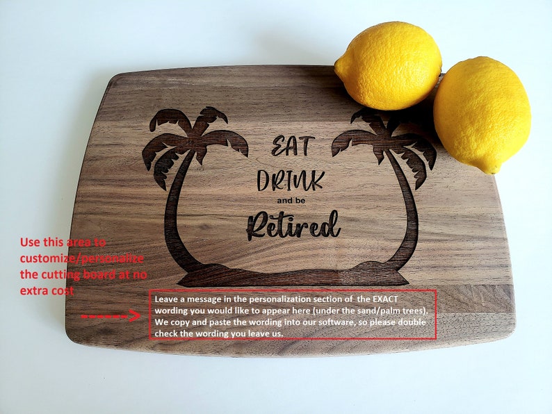 Eat Drink and Be Retired Cutting Board - Retirement Gift - Cutting ...