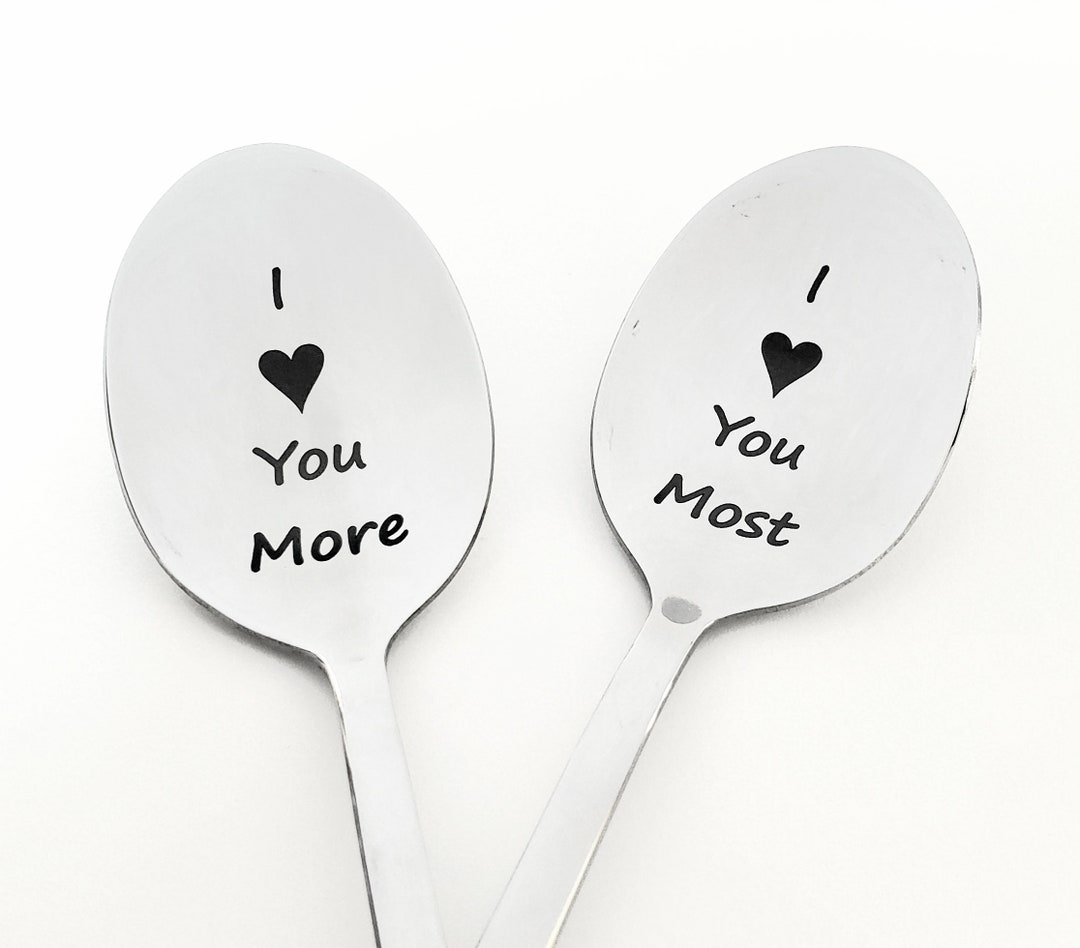 Valentines Day Engraved Spoons Engraved Pair of Spoons I Love You More ...