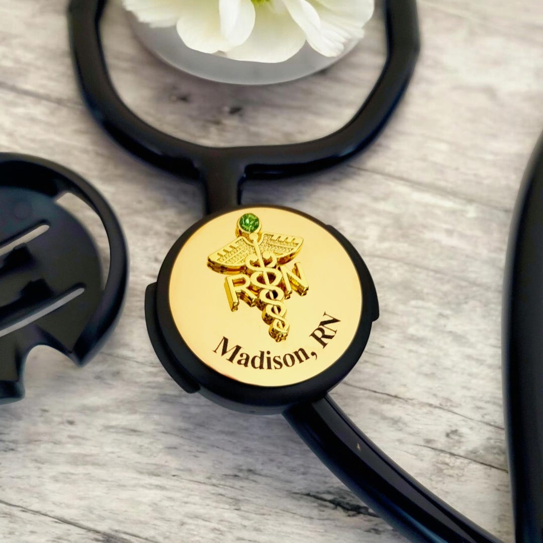 Personalized Yellow Gold Stethoscope ID Tag - Custom Nurse Stethoscope ...
