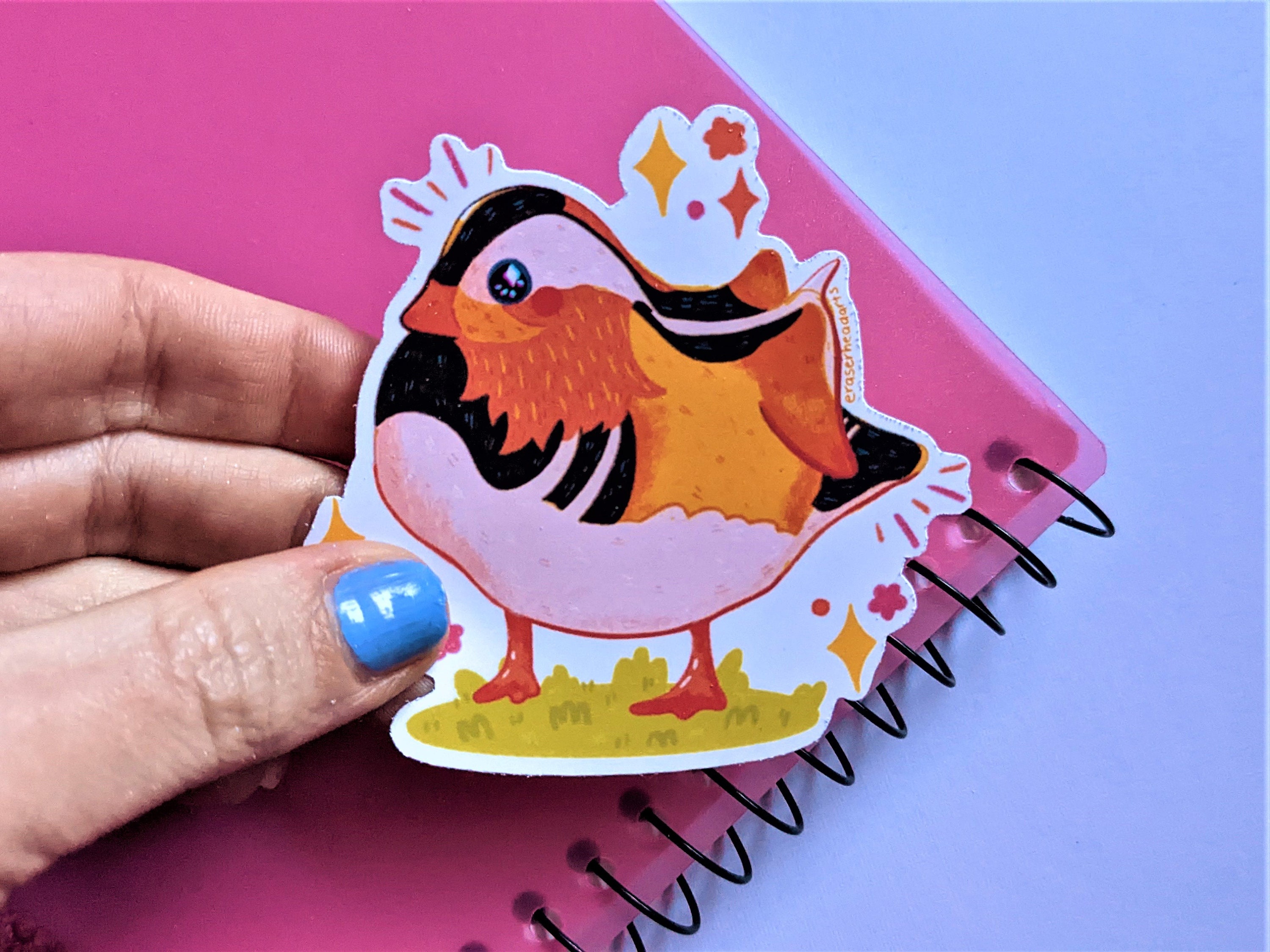 Mandarin Duck Sticker, Cute Duck, Waterproof Vinyl Sticker, Bird ...